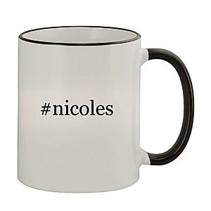 Knick Knack Gifts #nicoles - 11oz Colored Handle and Rim Coffee Mug, Black