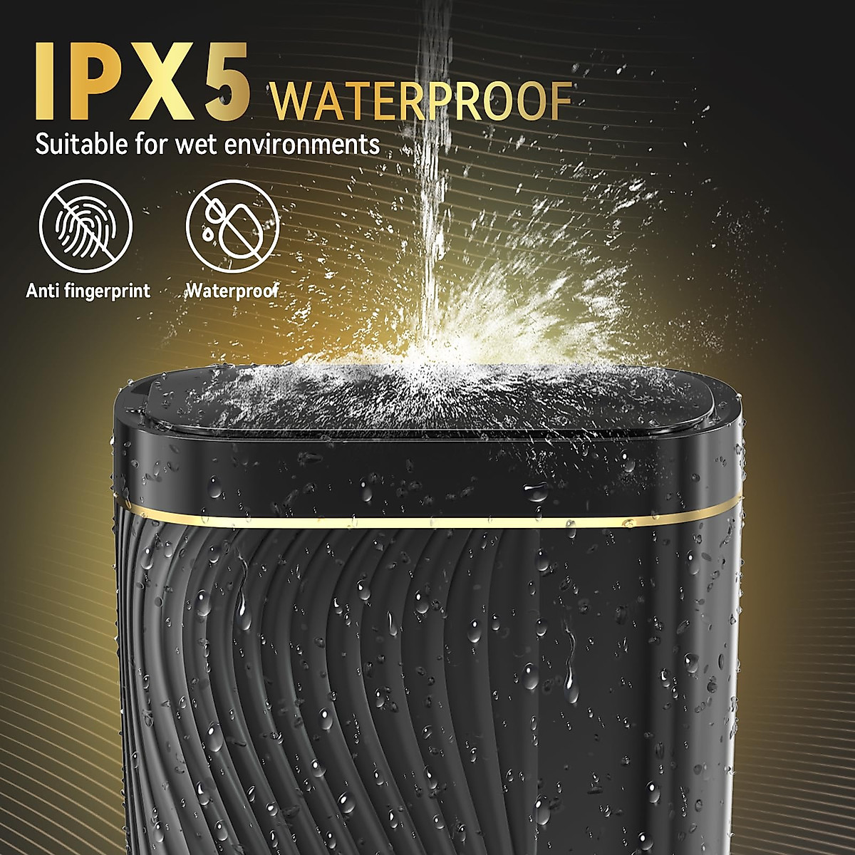 GloDeals Automatic Bathroom Trash Can with Lid: 2 Gallon Motion Sensor Trash Can, Touchless Small Bathroom Trash Bin, Waterproof Smart Garbage Can for Bathroom, Bedroom, Office, rv(Black)