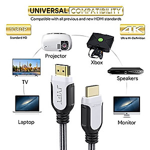 JYFT HDMI Cable 6ft - HDMI 2.0 (4K @ 60fps), High Speed with Ethernet 18Gbps, Audio Return, Video 4K 2016P HD, 1080P 3D, Blue-ray, Support Apple TV, Xbox, PS3, PS4, HDTV, 1Pack