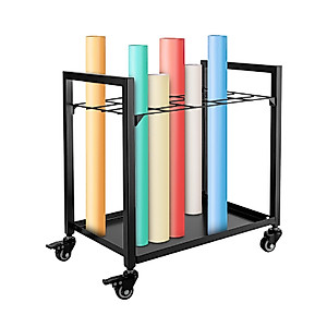 Blueprint Roll File Holder - 20 Slots, Metal Blueprint Storage Cart with Wheels Roll File Holder for Home Office School Blueprint Storage Rack Blueprint Holder