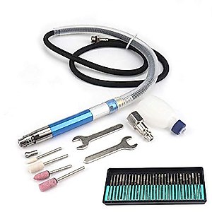 NuoDun Air Powered Pencil Grinder Set Micro Die Grinder with 1/8-Inch Collet, Micro Pencil Die Grinder Engraving Tool (Blue)