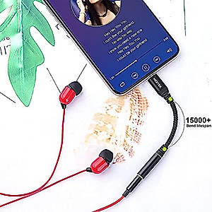 USB C to 3.5MM Audio Adapter,Android Headphone Jack Adapter,USB Type C to AUX Audio Hi-Res DAC Braided Nylon,Cable Adapter for Pixel 4 Samsung Galaxy S21 S20 Ultra S20+ Note 20 OnePlus 7T and More