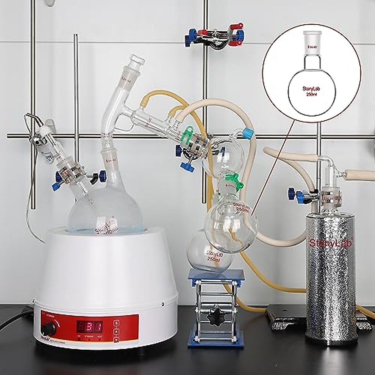StonyLab 1000ml Glass Single Neck Round Bottom Flask RBF, with 24/40 Standard Taper Outer Joint - 1L (1 Liter)