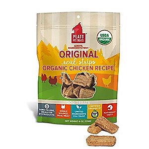 PLATO Original Real Strips Organic Chicken 18oz, Natural