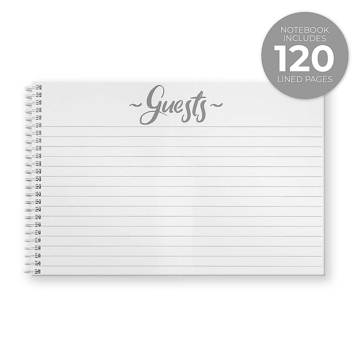 Hardcover Starry Delight Baby Shower Guestbook / 120 Lined Guest Signature Pages Inside / 5.5" x 8.5" Landscape Lay Flat Gender Neutral Guest Book/White Metal Spiral Binding