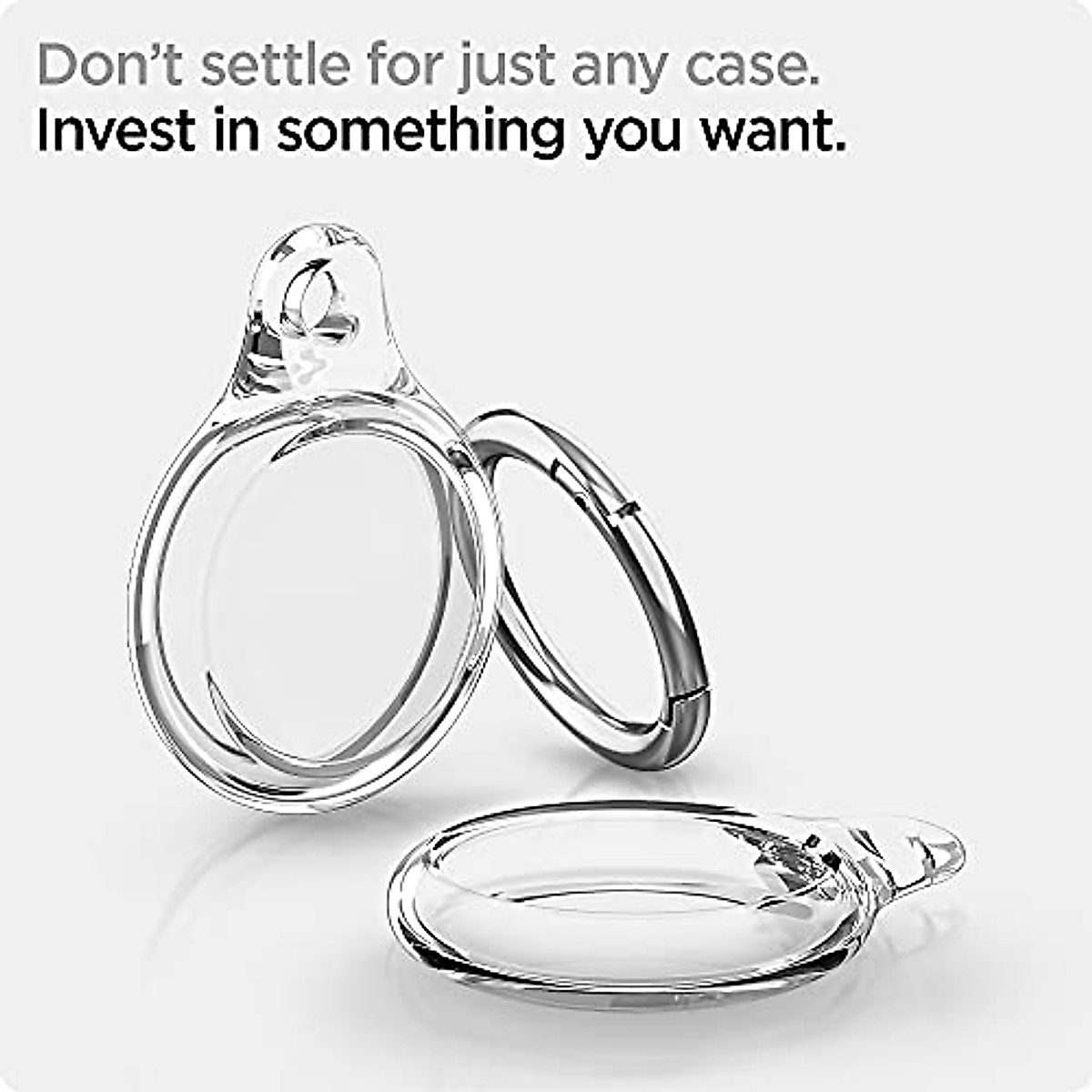 Spigen Ultra Hybrid Compatible with AirTag Case Cover AirTag Holder Designed for AirTag Keychain Ring (2021) - Crystal Clear