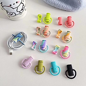 RJDJ 2 in 1 Data Cable Protector Cover, Cute Cable Winder Protection Tool, Cartoon Charger Cable Protector, USB Charger Cable Saver for Most Cellphone Data Lines (10PC-1set)
