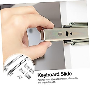 1 Pair Guide Computer Tray Computer Keyboards Ball Bearing Furniture Slides Drawer Rail Track Computer Drawer Tray Accessories Drawer Slide Track Cold Rolled Steel Desk Hardware