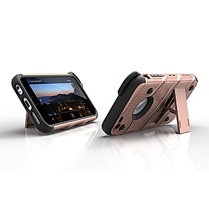 Zizo Dual Layer Military Grade Kickstand Bolt Holster Cover with 9H Tempered Glass Screen Protector for iPhone 6/ 6s - Rose Gold/ Black