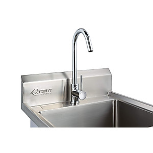 TRINITY CGL-02-009-0010 Basics Stainless Steel Freestanding Single Bowl Utility Sink for Garage, Laundry Room, and Restaurants, Includes Faucet, NSF Certified, 49.2 21.5 24-Inch, Chrome