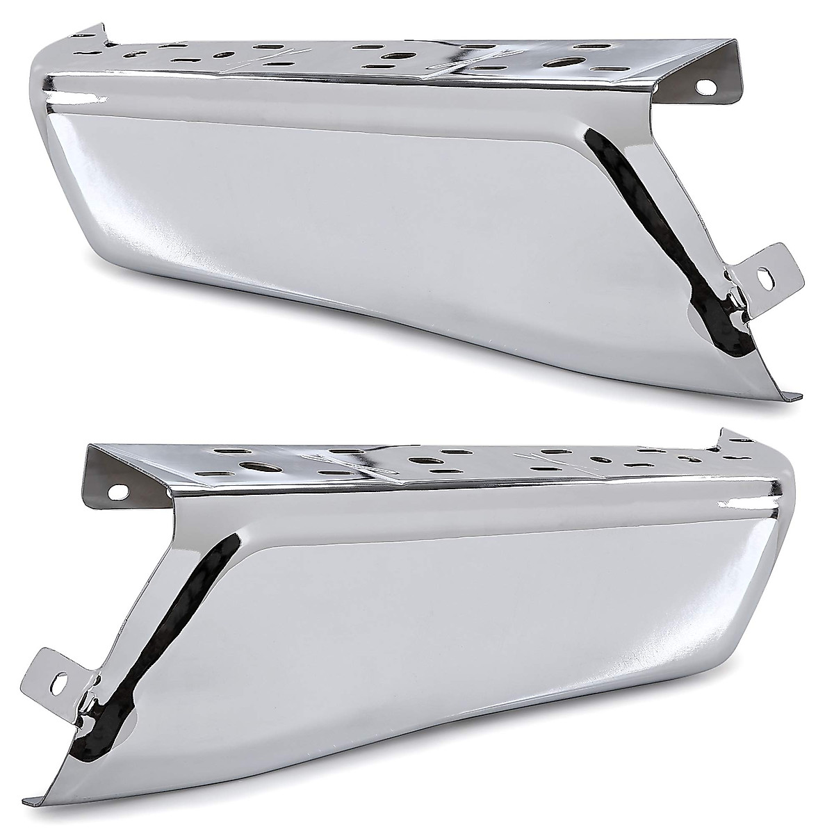 ECOTRIC Rear Bumper Ends Caps Cover Compatible with 2015-2020 Ford F150 Replacement For FO1102380 W/O Park Sensor Holes Chrome Steel Left & Right