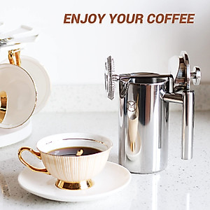 Magicafé French Press Coffee Maker – Single Serve 1 Cup Small Stainless Steel Thermal Double Walled French Press 350ML/12OZ