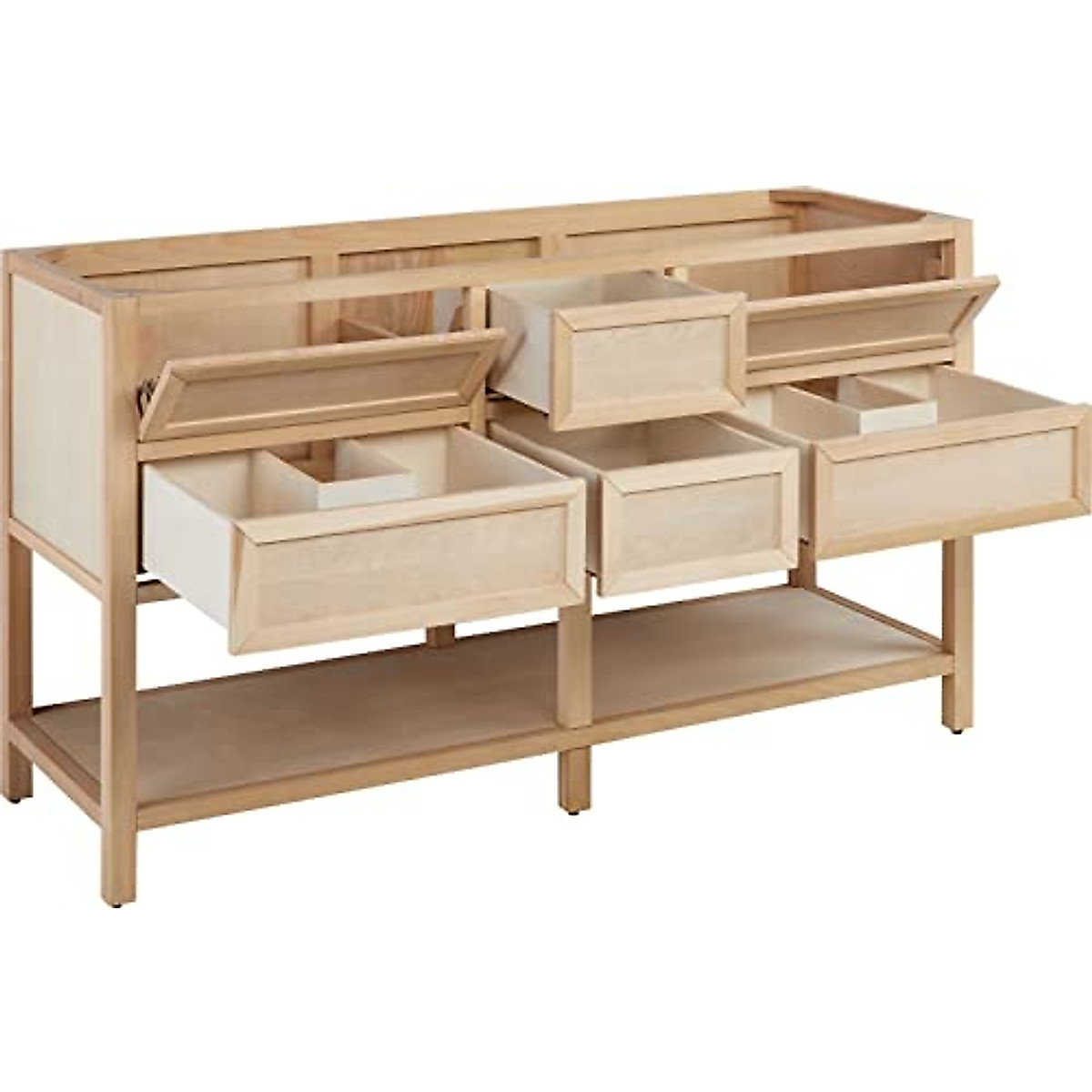 Signature Hardware 953748-60-RUMB-0 Robertson 60" Double Vanity Cabinet Set with Wood Cabinet, Vanity Top and Rectangular Undermount Sinks - No Faucet Holes