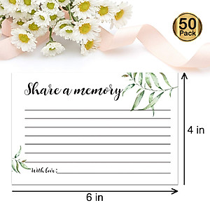 Giftideaworkshop 50 Greenery Share A Memory Cards for Celebration of Life Birthday Anniversary Memorial Funeral Graduation Bridal Shower Game, Guest Book Ideas, and Alternatives.4x6 Inches.