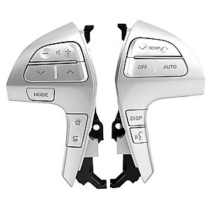 Gorgeri 1 Pair Steering Wheel Button, Multifunction Steering Wheel Control Switch Button Fits for XV40 2007-2011 XU40 2008-2013 (Silver)