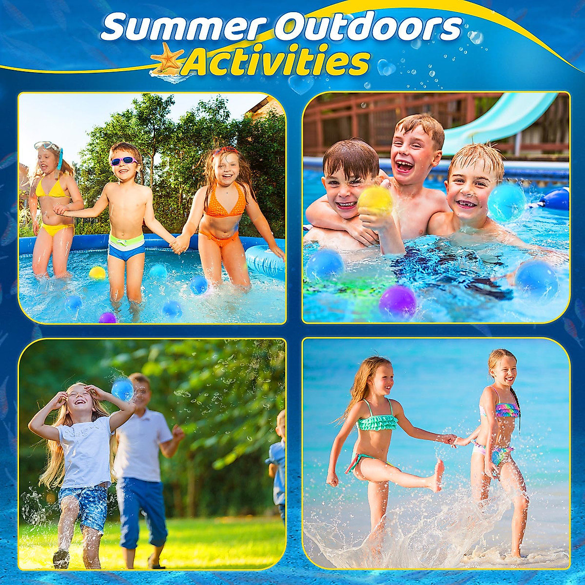 SOPPYCID Reusable Water Bomb Balloons, 6Pack Magnetic Water Balloons Quick Fill, Self Sealing Water Balloons, Latex-Free Splash Balls with Mesh Bag, Outdoor Games Pool Toys for Kids Adults