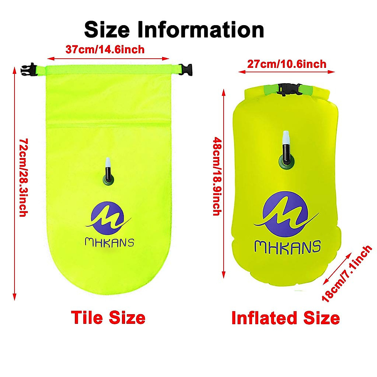 YMLHOME Swim Buoy 20L Swimming Safety Buoy Float Dry Bag with Adjustable Waist Belt and Waterproof Cell Phone Bag for Open Water Swimmers and Safer Swim Training (Green)