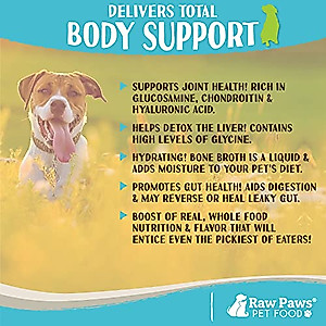 Raw Paws Beef Bone Broth for Dogs & Cats, 6-oz - Made in USA - Dog Food Topper - Bone Broth Protein Powder for Dogs - Powdered Bone Broth for Dogs - Bone Broth for Cats - Dog Gravy Topper for Dry Food
