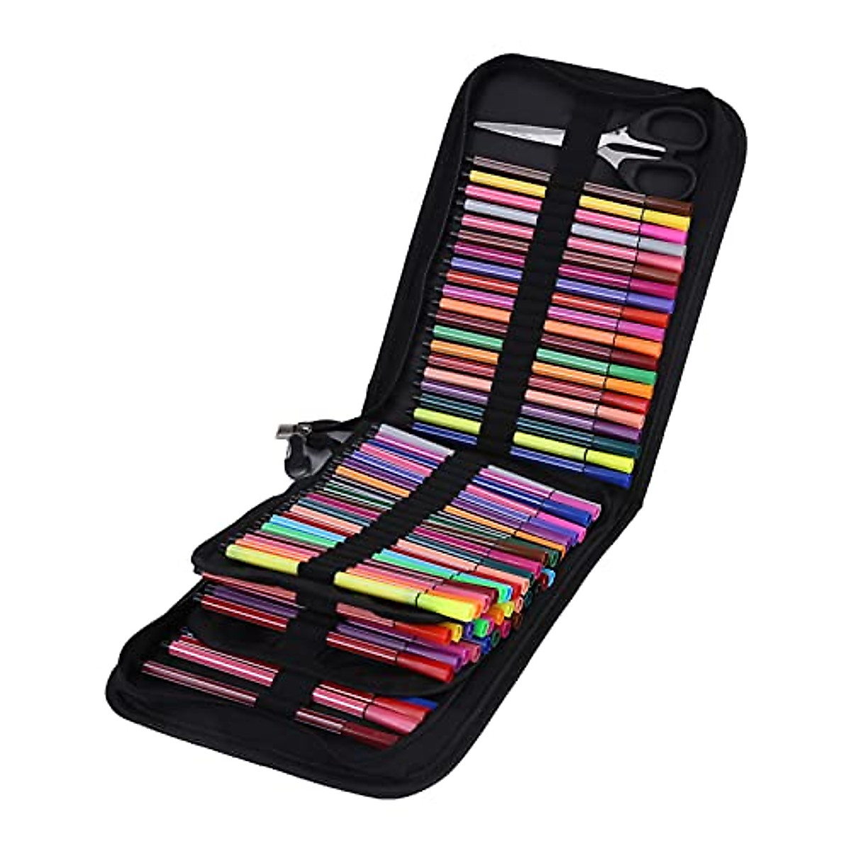 Pencil Case for Canvas Folding Bag 72 Slots Pen Pen for Holder Cloth Pen Pen for Organizer Pen Pen Pen Stand Pen Pencil Marker Cases (120 pieces folding bag (black))