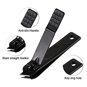 Nail clippers set Black Matte Stainless Steel Fingernail & Thick Toenail & Ingrown Nail clippers, Perfect 3 pcs Nail clippers Cutter for Men and Women (Black)