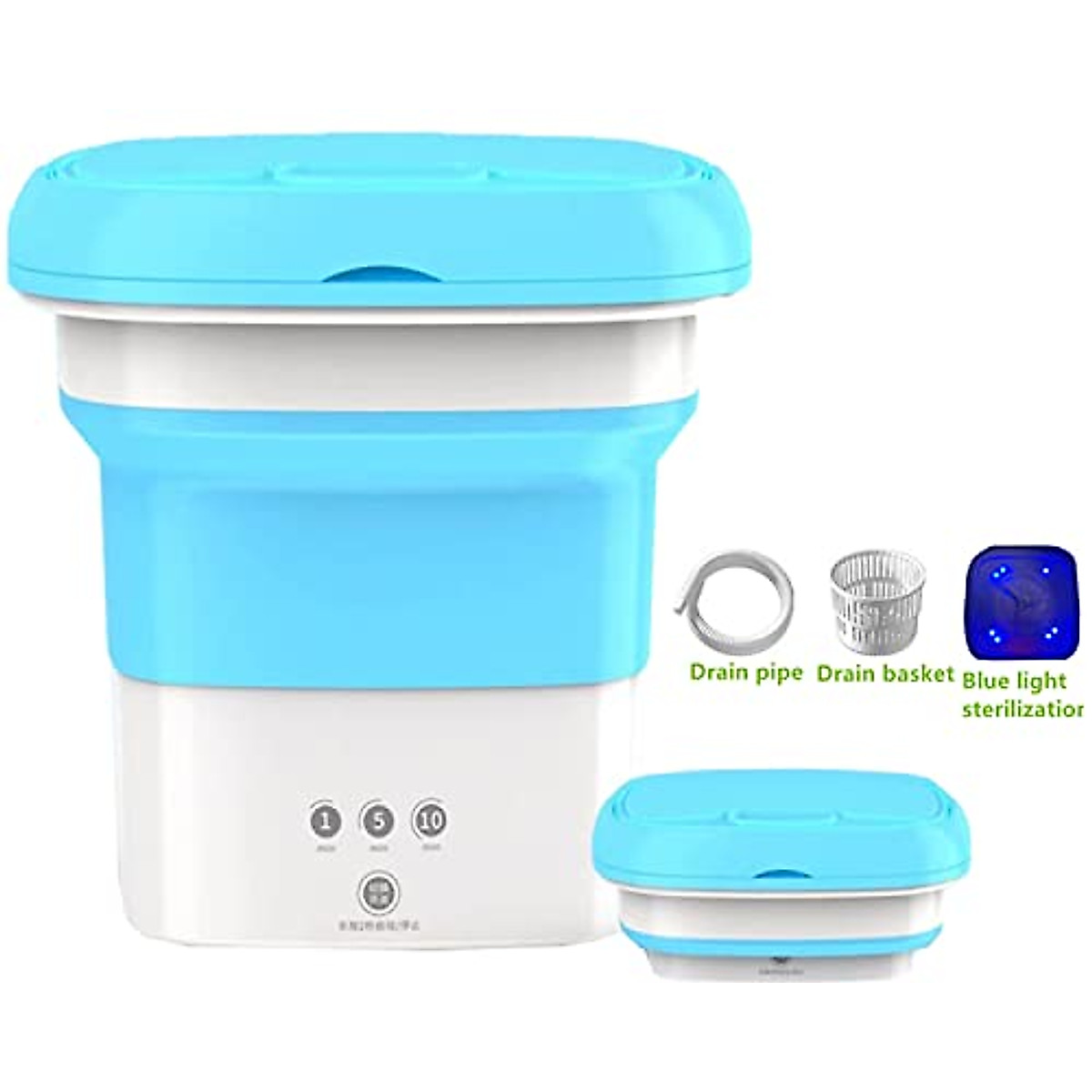 Portable Washing Machine 4.5L Mini Foldable Small Machine for Apartment, Laundry, Camping, RV, Travel, Underwear, Socks, Baby clothes Lightweight and Easy to Carry (Blue)