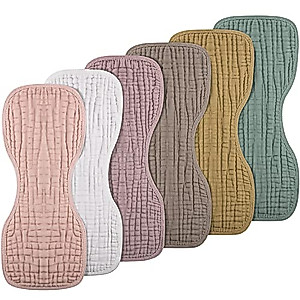 6 Pieces Baby Muslin Burp Cloths 9 x 20 Inch Burp Cloth Multi Colors Muslin Washcloths Diapers 6 Absorbent Layers Newborn Face Towels for Baby Boy Girl Unisex (Bright Colors)