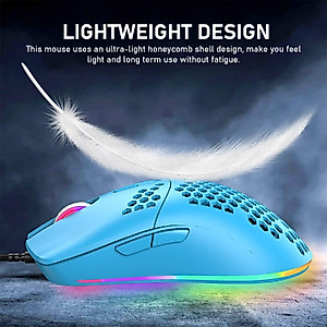 60 Percent Mechanical Gaming Keyboard Blue Switch Wired RGB 18 Backlit,Lightweight Gaming Mouse 6400 DPI,Mousepad,Wirst Rest,RGB Stand for Gamers,Typists-Blue