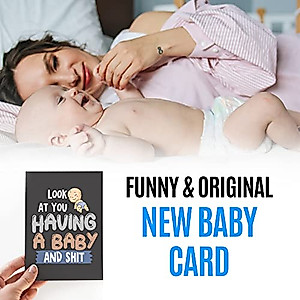 Funny new baby card with envelope | Silly card for parents to be | Congratulatory card for pregnancy reveal for mom, dad. | Baby shower congratulations present