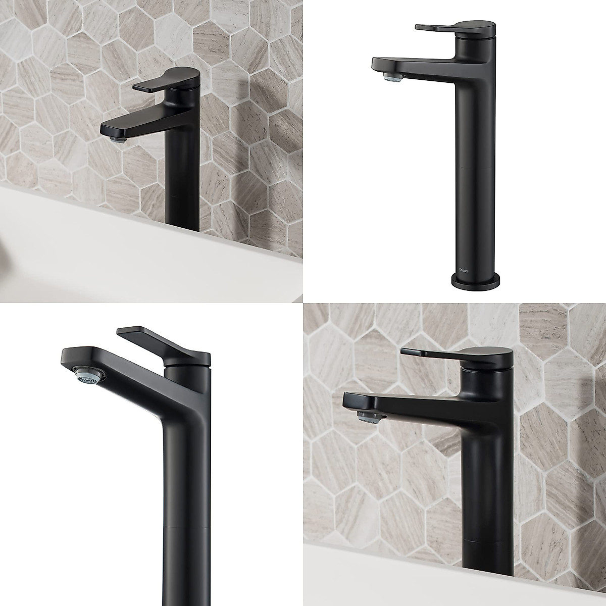 KRAUS Indy Single Handle Vessel Bathroom Faucet in Matte Black, KVF-1400MB