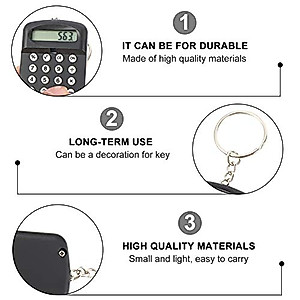 TOYANDONA 2pcs Mini Calculator Keychain Portable Cute Cartoon Calculator Electronic Pocket Calculator with Key Ring for Children Students School Supplies Key Decor (Black)