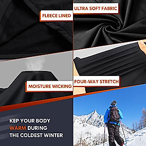 CL convallaria Thermal Underwear for Men, Long Johns Winter Hunting Gear Sport Base Layer Top and Bottom Set Midweight Black L