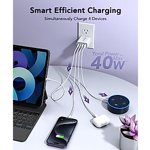 40W USB C Charger Block, 2-Pack 4-Port Type C Fast Charging Brick Dual PD&QC Wall Plug Adapter Compatible for iPhone 15/15 Pro/ 15 Pro Max/14/13/12, iPad, Airpods, iwatch, Samsung Galaxy