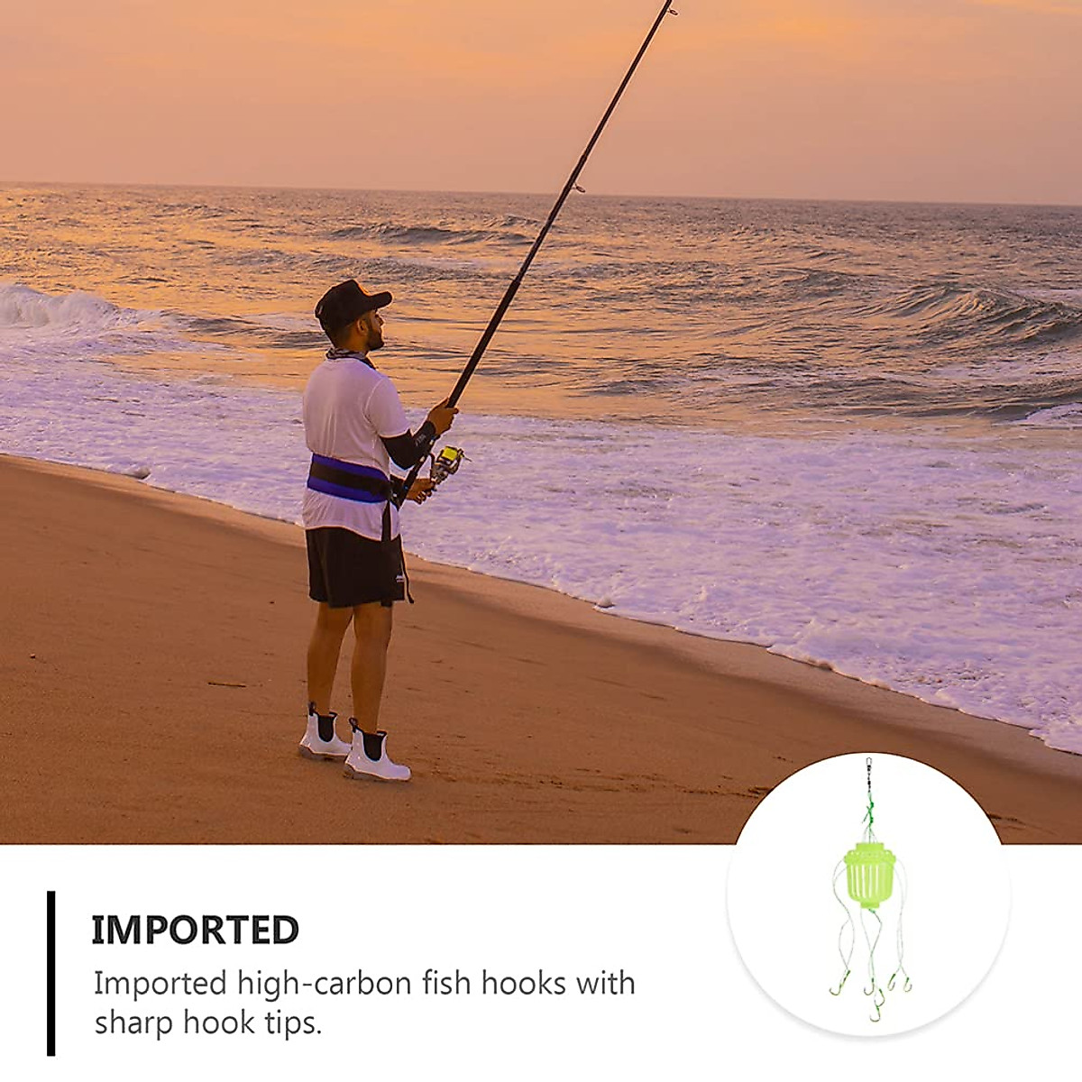 BESPORTBLE 4pcs Fishing Lure Hook Luminous Carp Fishing Cage Basket Outdoor Fishing Feeder Hook Trap Fishing Bait Cage Tackle Supplies