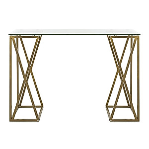 Safavieh Home Office Theresa Modern Gold Glass Top Desk