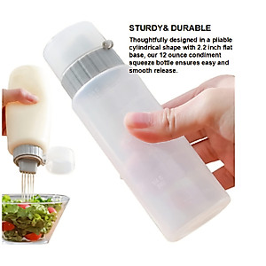 knc 4PCS 16OZ/450ml 5-Hole Plastic Squeeze Condiment Bottles, Leak Proof Refillable Condiment Container for Sauce Oil Vinegar Ketchup Mustard Salad Dressing Kitchen Accessories