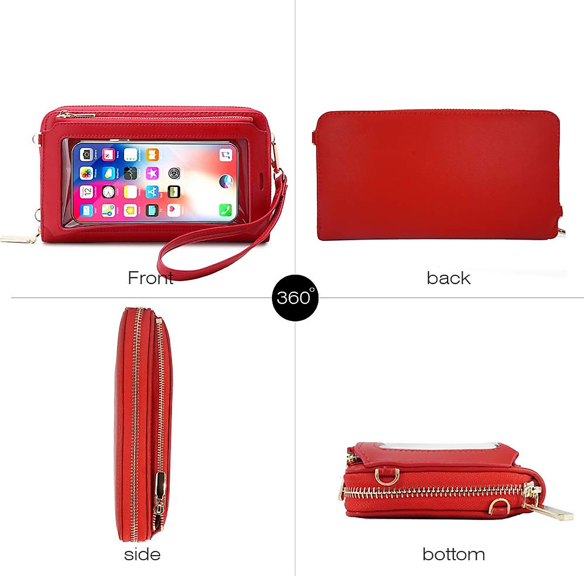 Touch Screen phone bag Purse crossbody bags wallets for women RFID Blocking Clutch bag Wrist bag handbag with Shoulder Strap Wristband