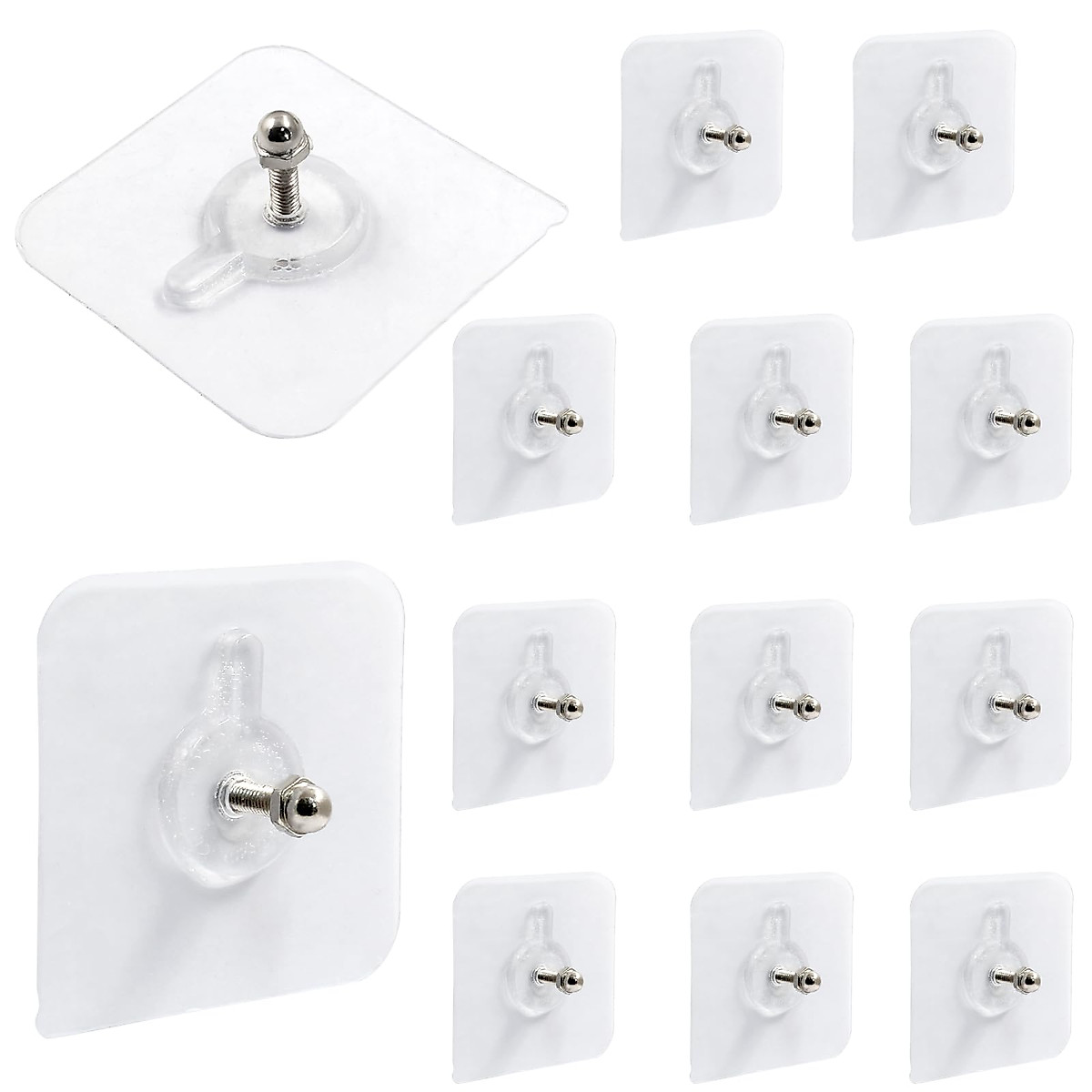 Hitefu 20pcs Self-Adhesive Hooks, Heavy Duty Wall Hooks for Hanging, Screw Free Sticker, Waterproof Picture Hanging Hooks Seamless Screws for Wall Mount, Reusable for Kitchen, Bathroom, Home, Office