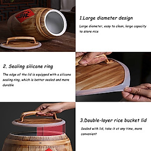 Yidlkecqey Rice Dispenser，Household Large Capacity Ceramic Rice Bucket ，Ceramic Decorative Jar，Chinese Sealed Rice Container，Sealed Rice Storage Jar Suitable for Cereal, Flour, Sugar, Coffee, Rice(