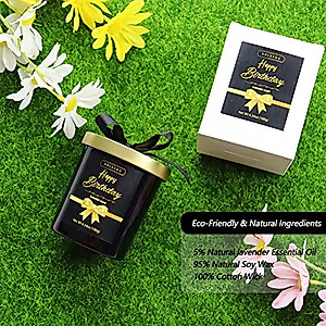 Holkcog Happy Birthday Candle- Birthday Scented Candles Home Room Decorations, Soy Wax Candles Scents of Lavender (6.34oz 45hours Burn), Jar Candle Birthday Gifts for Men Women Dad Boyfriend
