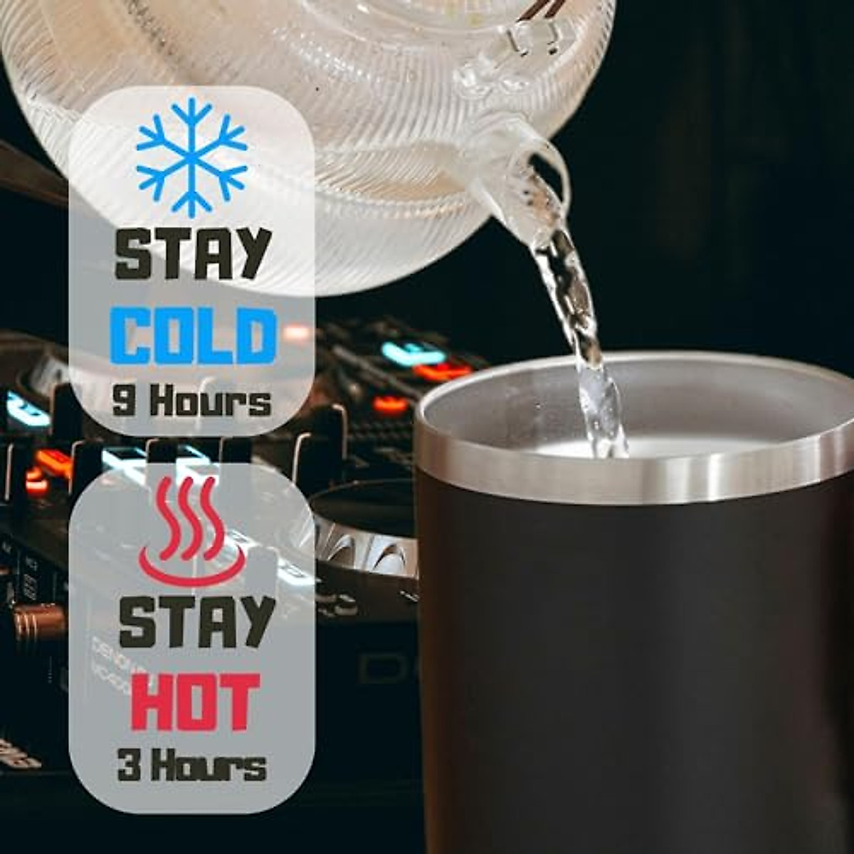 Onebttl DJ Gifts for Men, Women, Disc Jockey Gifts, DJ Tumbler, Old School New School, Gifts for Disco Lovers, Bar Lovers, Stainless Steel Tumbler 20OZ - Black, Manual