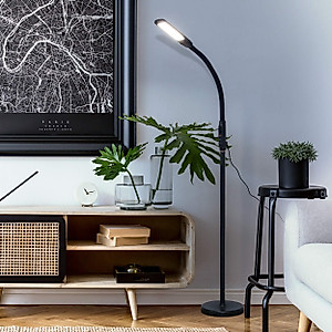 Brightech Vista 3-in-1 Desk Lamp for Living Rooms, LED Floor Lamp, Tall Lamp with Remote Control, Work Light for Documents, Standing Lamp with Flexible & Adjustable Gooseneck for Reading and Crafts