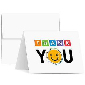 Emoji Thank You Cards, Nice Classic and funny Fold Over Greetings for Christmas, Holidays, Baby Shower, Graduation, Anniversaries, etc. – Blank White Interior | 4.25 x 5.5” | 25 per Pack