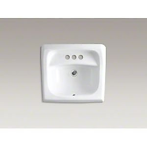 KOHLER K-2005-0 Kingston Wall-Mount Bathroom Sink, White