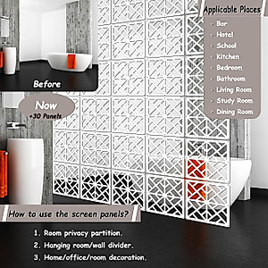 Lchen Hanging Room Divider,10 Pieces Wood-Plastic Hanging Panels 0.2“Thick Screen Panel for Living Room Bedroom Home Decoration(SG,11.4"X11.4")