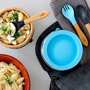 Avanchy Baby Fork Set, Bamboo and Silicone Spork Utensils, Toddler Baby Led Weaning Silverware Cutlery Flatware, Kids First Self Feeding, 2 Pack, Gray