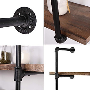 5 tier Industrial Wall Mount Iron Pipe Shelf Shelving Bracket Vintage Retro Ceiling Hung shelf DIY Open Bookshelf Storage for office Room Kitchen (2PcsX5Tier,70" Tall,12"deep,Hardware Only)