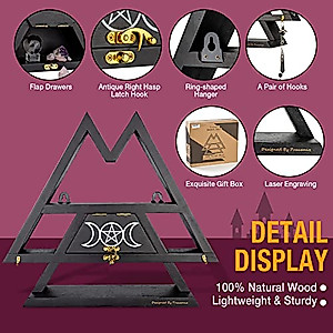 Pracaniz Crystal Shelf & Pracaniz Moon Shelf,Moon Phases Wall Art - Hanging Decor,Witchy Decor,Gothic Decor