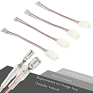 RED WOLF Aftermarket Front Rear Door Speaker Wire Harness Connector Plug Adapter 72-6514 for 2002-2019 Jeep Wrangler JK, Chrysler, Dodge Vehicles 4 PCS