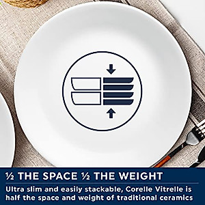 Corelle Vitrelle 4-Pieces 8.5" Glass Salad/Appetizer Plates, Chip & Crack Resistant Glass Dinnerware Set Plates, Bella Faenza