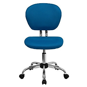 Flash Furniture Beverly Mid-Back Turquoise Mesh Padded Swivel Task Office Chair with Chrome Base